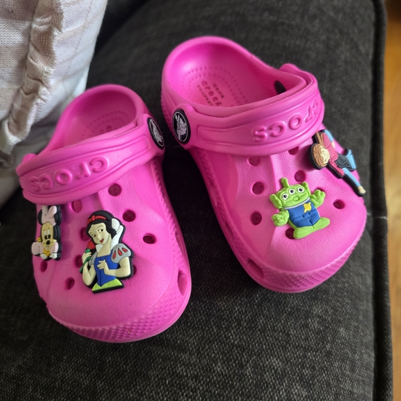 CROCS | Shoes | Crocs Kids Pink Clogs With Cartoon Charms | Poshmark